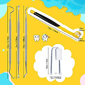 7 Pieces Dog Teeth Cleaning Kit Includes Dental Tooth Scaler and Scraper Stainless Steel Tarter Remover Scraper 3 Head Dog Toothbrush and Silicone Dog Finger Toothbrush Dog Plaque Remover Tools