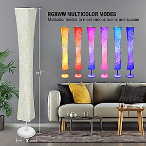 dotanddot Floor Lamp, RGB Color Changing, Smart Control Music Sync with Fabric Shade, Standing Lamp for Living Room Bedroom Game Room, 62 inch