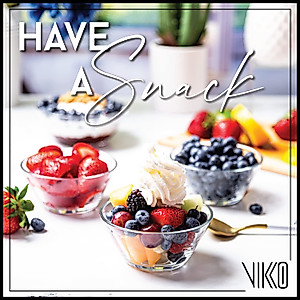 Vikko Glass Bowls, Set of 6, Glass Dessert Bowls, 7 Ounce Glass Dish for Dessert, Candy, Kitchen Prep, Dishwasher Safe