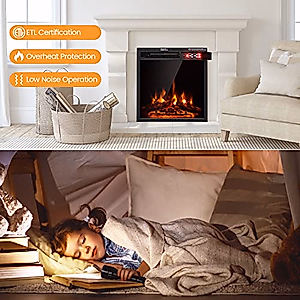 GOFLAME 22 Inches Electric Fireplace Insert, Recessed Fireplace Heater with 7-Level Adjustable Flame Brightness, Remote Control, Overheat Protection, ETL Certified, 750W/1500W, Black