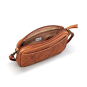 The Sak womens Cora Leather Crossbody, Tobacco Floral Embossed, One Size US