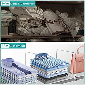 Aolloa 6 PCS Shelf Dividers for Closet Organization Acrylic Clear Closet Shelf Divider for Wooden Shelving Suitable for Wooden or Vertical Shelves Or Bedroom, Kitchen and Office