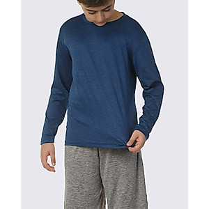 4 Pack:Boys Youth Active Wear Athletic Quick Dry-Fit Moisture Wicking Performance Basketball Gym Essentials Sport Long Sleeve Crew Undershirt Tee Top Top-Set 3, Medium