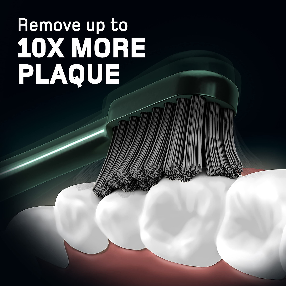 Wagner Stern ultrasonic whitening Electric Toothbrush with 8 Charcoal Black Brush Heads. for Fresh Breath & Healthy Smile. (Green)