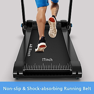 GYMAX Folding Treadmill, Electric Motorized Running Walking Machine with LED/LCD Monitor, 2.25HP Silent Treadmill for Home/Gym (Black)