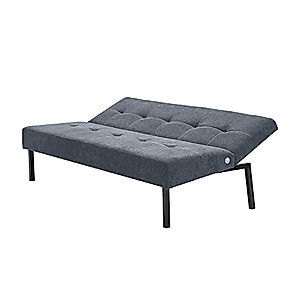 Panana Linen Upholstered Modern Convertible Folding Futon Sofa Bed for Compact Living Space, Apartment, Dorm, Bonus Room with Metal Legs, (Grey Without Drinks Holder)