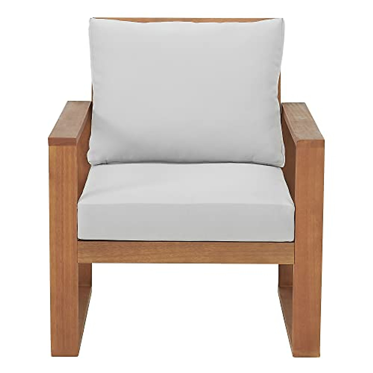 Weston Eucalyptus Wood Outdoor Chair with Gray Removable Cushions Weather-Resistant Deck Chair, Patio Furniture All-Weather, Backyard, Patio