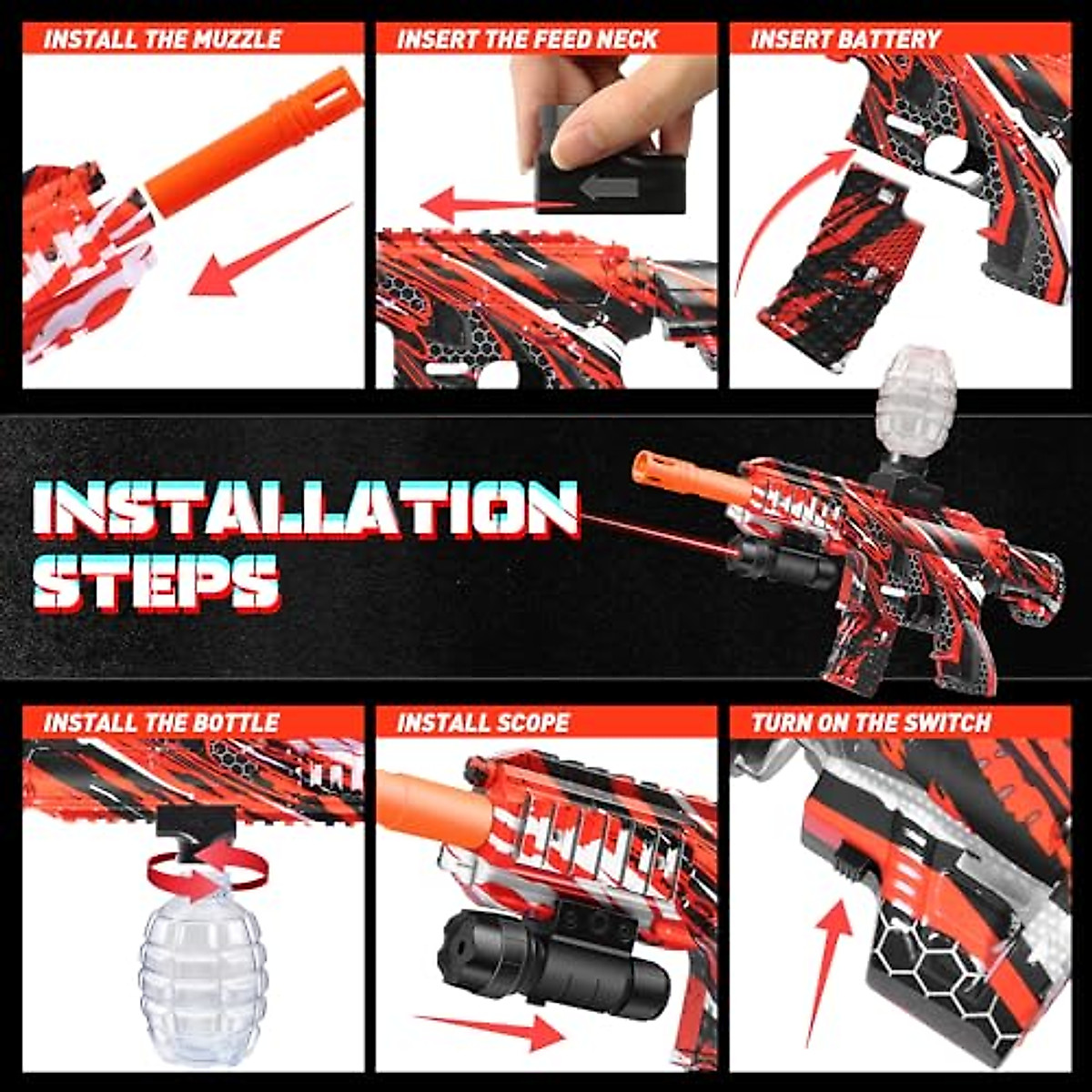 Electric Gel Ball Toy,Outdoor Games Toys for Activities Team Game, Ages 14+, Red