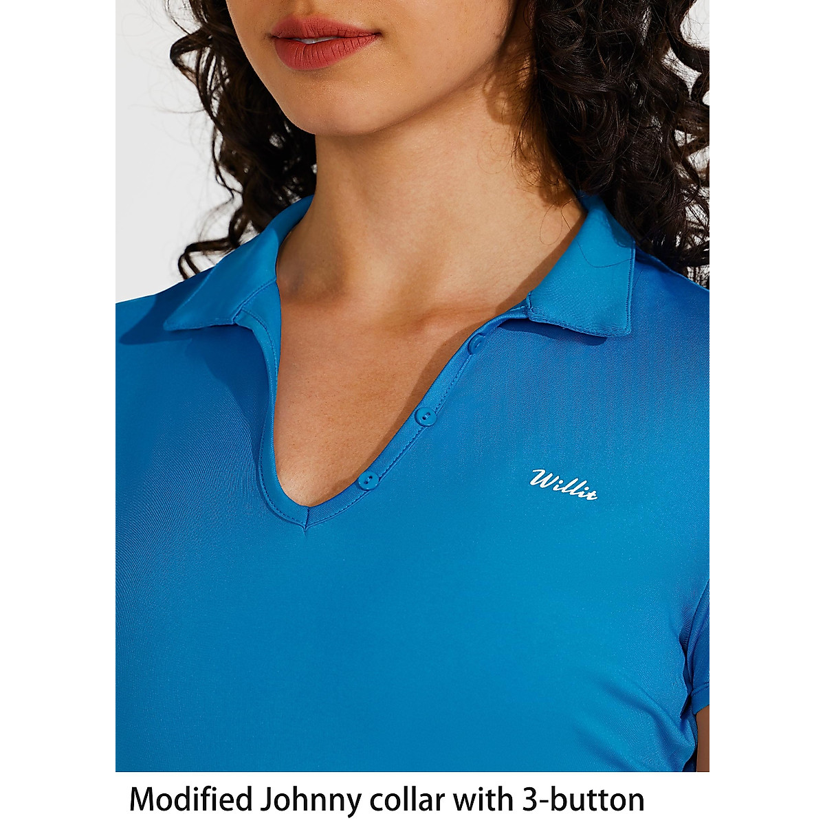 Willit Women's Tennis Shirts Quick Dry Golf Polo Shirts Short Sleeve Active Workout Shirts UPF 50+ Running Tops Brilliant Blue L