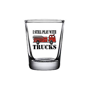 Rogue River Tactical Funny Firefighter Still Play With Fire Trucks Shot Glass Gift For Fire Fighter Firefighter FD Fire Department