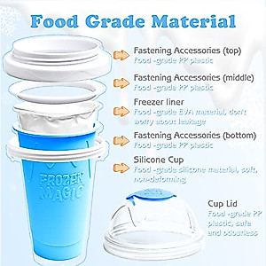 KTEBO Frozen Magic Slushy Cup, Smoothie Cups with Lids and Straws, Slushie Maker Cup is Cool Stuff Things, Fasting Cooling Make Milkshake smoothie Freeze Beer - TIKT0K Trend Items Cool Gadgets-Blue