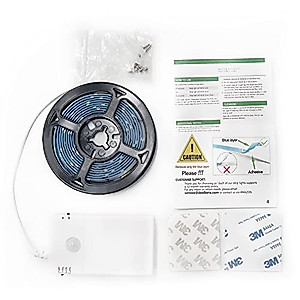 Battery Operated Motion Sensor Cabinet Strip Lights, 9.8Ft 90 LED Counter Closet Strip Light, Motion & Night Sensor Safe Tape Light with 3AA Large Battery for Stairs,Wardrobe,Kitchen (Warm White)