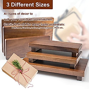 Wood Riser for Display Walnut Wood Pedestal Stand, Farmhouse Decor Soap Tray, Displays Your Plant Bottles Candles for Your Home Kitchen (Large, 12 x 7.1 x1.57Inch)