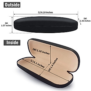 Marvolia Glasses Case Hard Shell - PU Leather Eyeglass Case Eyeglasses Case for Sunglasses Eye Glasses Case with Cleaning Cloth for Men Women - Black