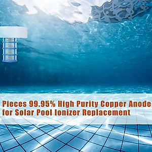 Solar Copper Anode Copper Replacement L=4.13" D=0.71" for Solar Pool Ionizer Chlorine Cost Save for Reduce Irritations Cleans and Clears Your Pool (4)
