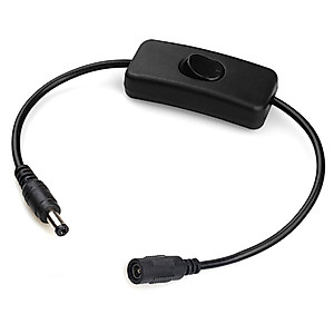 JEEUE 12V Power DC Male to Female Cable with On/Off Switch, 5.5mm x 2.1mm DC Cable Extension Inline Rocker Switch for Driving Recorder DC Desk Lamp DC Fan DC Strips -1FT