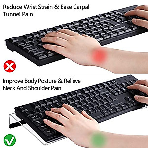 Egchi Computer Keyboard Stand PC Keyboard Stand, Acrylic Tilted Keyboard Stand for Ergonomic Typing Clear Keyboard Tray for Easy Typing and Working, Keyboard Holder with Silicone Non-Slip Case