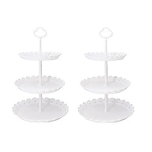 Cupcake Stand/Holder Plastic Dessert Stand White Cake Stand 3 Tiered Serving Stand Display Stand Reusable Pastry Platter for Wedding Birthday Baby Shower Tea Party Decorations