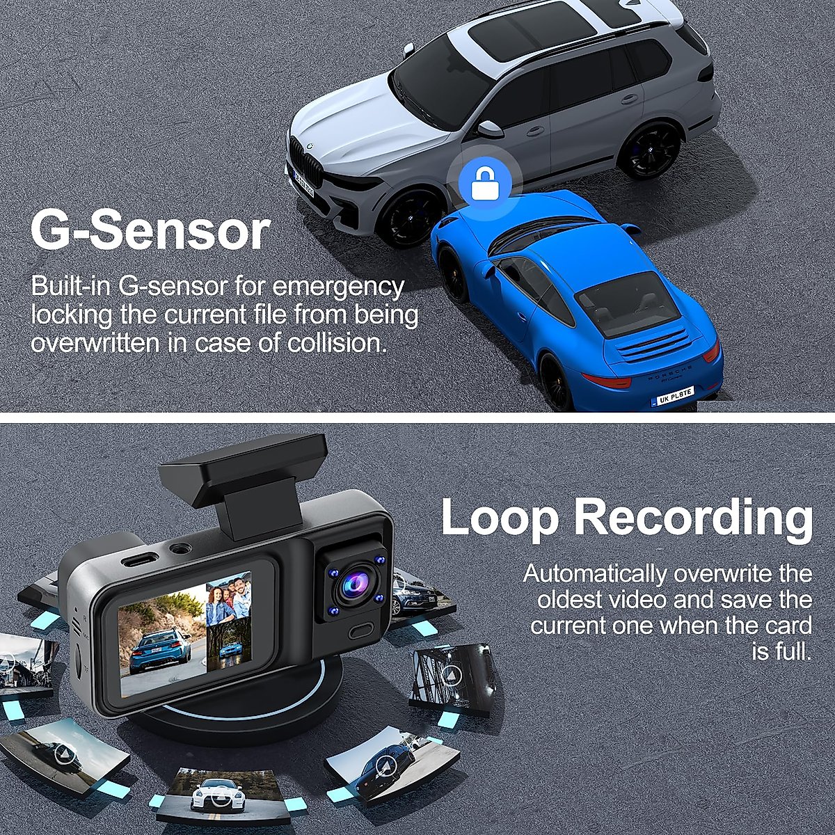 3 Channel 4K Dash Cam, Dash Camera for Cars with 64GB SD Card, 4K+1080P+1440P Dash Cam Front and Rear Inside, Super Night Vision, Loop Recording, G-Sensor, Motion Detection, 24 Hours Parking Mode