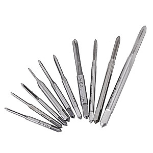 Mini Metric HSS Thread Tap Set, M1 M1.2 M1.4 M1.6 M1.7 M1.8 M2 M2.5 M3 M3.5 Drill Tap Bit, 10pcs Machine Hand Threading Tool for Wood, Plastic, Metal