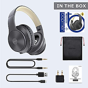 bopmen S40 ANC Bluetooth Headphones - Wireless ANC Over Ear Headphones, Stereo Sound Headphones with Earpads, Mic for Airplane/Travel/Work