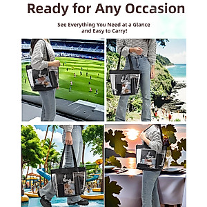 Large Clear Tote Bag Stadium Approved Plastic Yarn Holder for Crocheting Supplies Knitting Crochet Project Bag Craft Storage Transparent See Through Purse for Stadium Events 12 x6 x12, Black