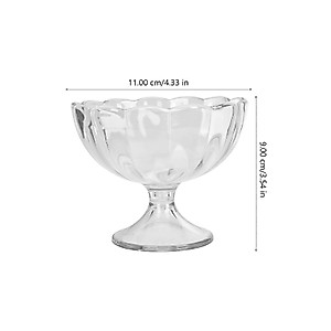 Cabilock Small Dessert Cup with Spoon Cute Footed Tulip Clear Dessert Bowls Cups Perfect for Dessert Sundae Ice Cream Fruit Salad Snack Pudding Cups 2 Sets (4.33x3.54 inch)