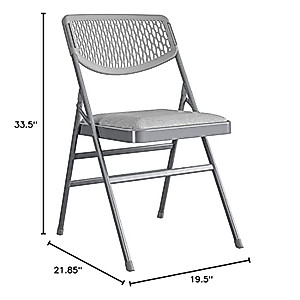 Cosco Products COSCO Ultra Comfort Commercial Fabric and Resin Mesh, Gray, 4-Pack Folding Chair, 4 Pack