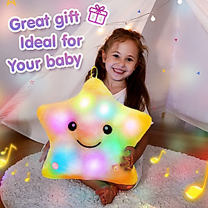 BSTAOFY 13‘’ LED Musical Twinkle Star Light up Lullaby Glow Stuffed Animal Toys Soothe Kids Emotions Birthday Valentines Christmas Festival Gift for Toddlers, Yellow