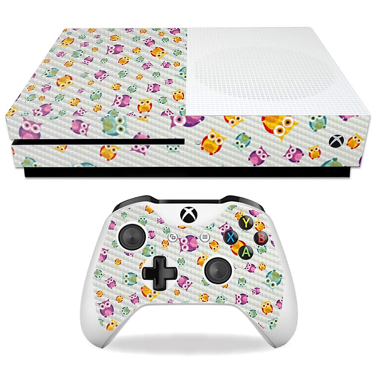 MightySkins Carbon Fiber Skin for Microsoft Xbox One S - Owls | Protective, Durable Textured Carbon Fiber Finish | Easy to Apply, Remove, and Change Styles | Made in The USA