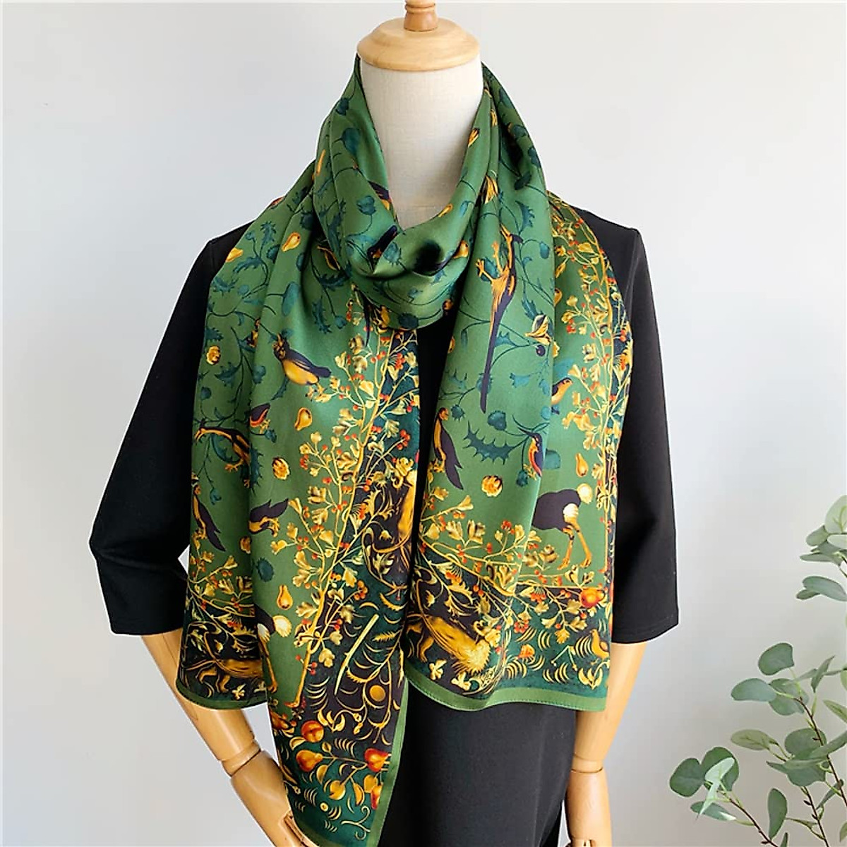 SUNMISILK 100% Mulberry Silk Scarfs for Women Floral Print Satin Long Scarf for Headscarf Hair Wraps Shawl with Gift Packed (Lxsl04)