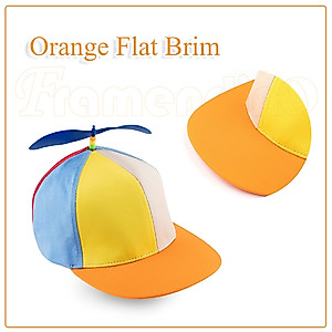 Framendino, Orange Flat Brim Adult Rainbow Propeller Hat Helicopter Top Hats Detachable Baseball Cap