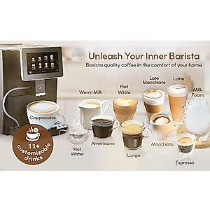 Cafe Bueno Super Automatic Espresso Machine - 19 Coffee Recipes, Durable, Grinder, Milk Frother, 7" Touchscreen