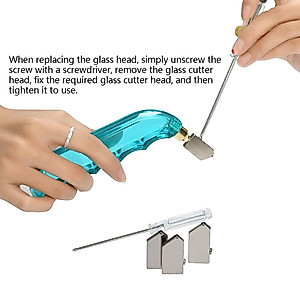 YOTINO Glass Cutting Tool Kit Includes Blue Grip Oil Feed Glass Cutter with 2 pliers, 3 Extra Replacement Head, Tungsten Scribe Engraving Pen, Screwdriver and Oil Dropper