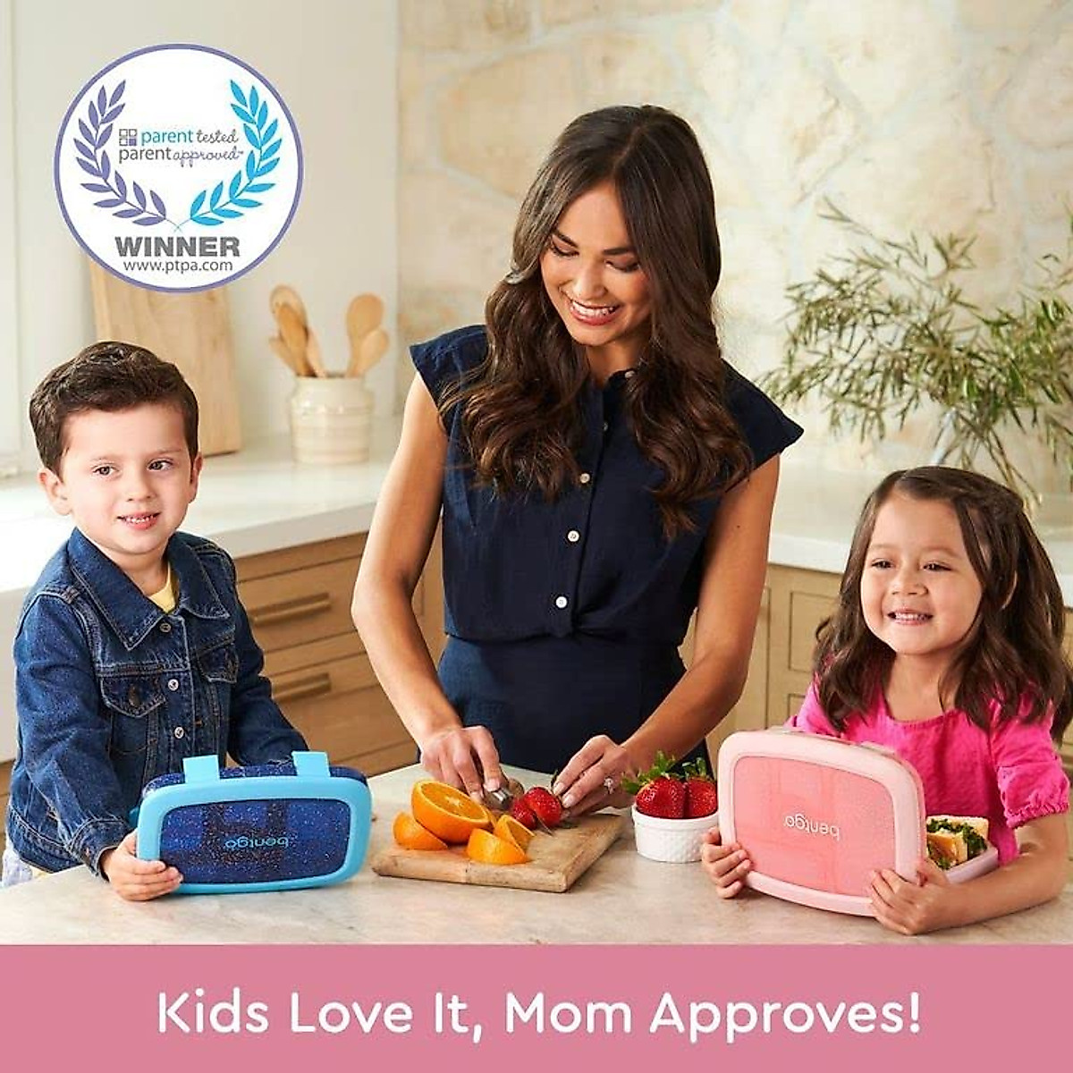 Bentgo® Kids 5-Compartment Lunch Box With Insulated Lunch Bag - (Glitter Edition - Petal Pink)