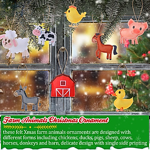 16 Pcs Farmhouse Christmas Ornaments Farm Animal Decorations Set Hanging Felt Animals Christmas Tree Ornaments Set Barn Donkey Horse Chicken Duck Pig Sheep Cow Christmas Decorations Animals Craft Kit