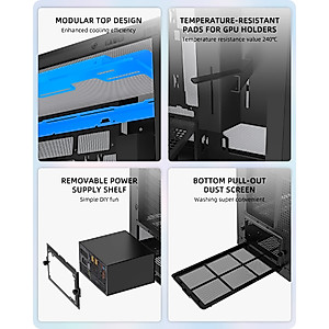 Segotep T3 Black Mid-Tower ATX Gaming PC Case, Support Top & Side 360mm Radiators, GPU Snap-On Opening & Closing Front Panel, Type-C Ready, Tool-Free Disassemble (Pre-Install One ARGB & PWM Fan)