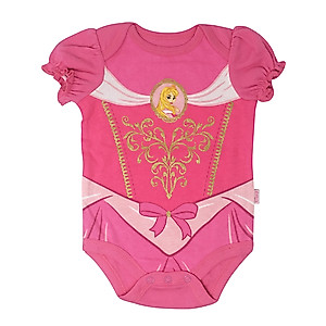 Disney Princess Snow White Belle Aurora Infant Baby Girls 5 Pack Bodysuits Aurora, Snow White, Ariel, Cinderella, Belle 18 Months