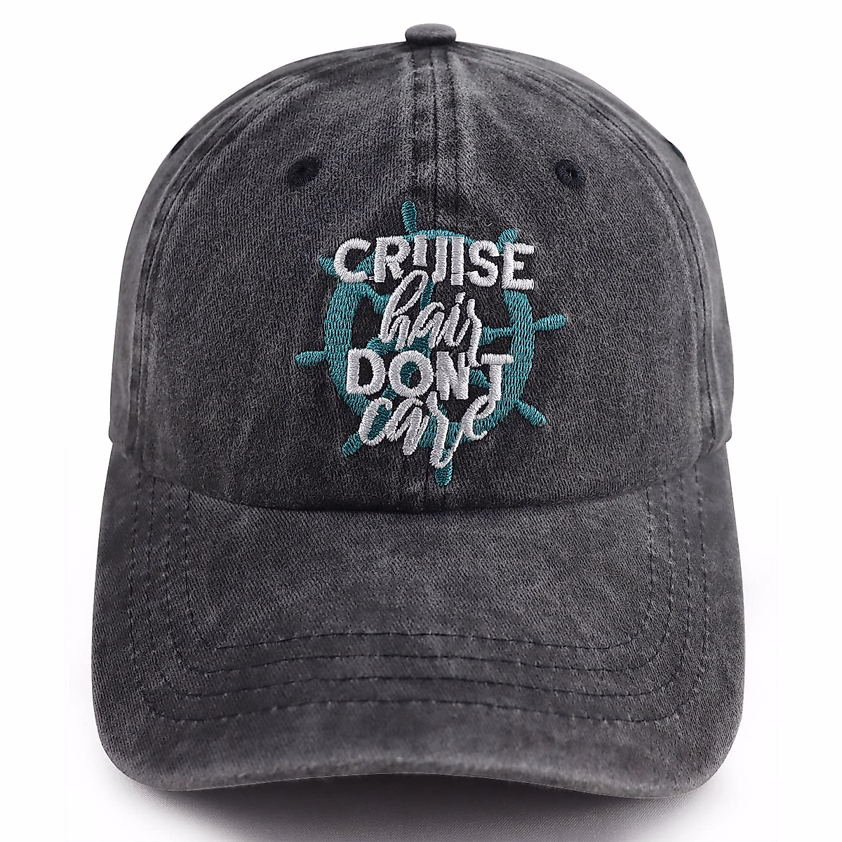 Cruise Essentials for Men Women, Cruise Hair Don't Care Hat, Adjustable Washed Cotton Embroidered Boat Sun Beach Baseball Cap, Christams Birthday Gifts for Mom Dad Friend Captain Sailors Cruise Lovers