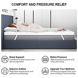 Avenco Twin Mattress Topper, 4 Inch Memory Foman Mattress Topper Cooling Gel Infused, Medium Firm Twin Size Topper with Washable Cover, CertiPUR-US Certified