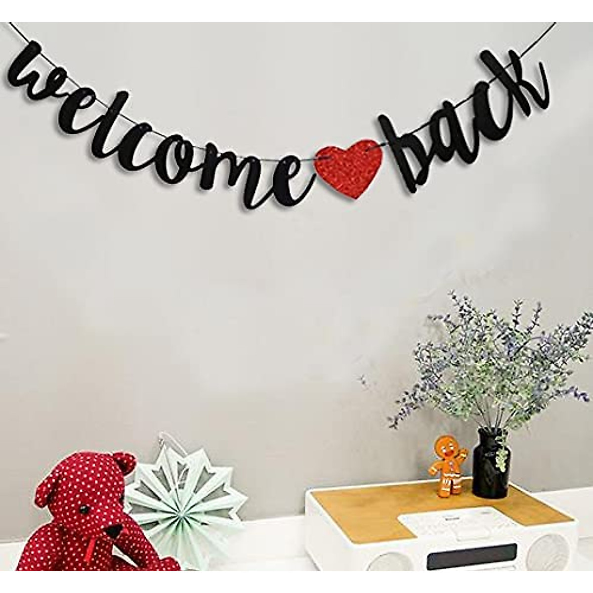 Welcome Back Banner Black Back to School Party Hanging Banner Welcome Back Garland for Welcome First Day of School Party Classroom Decorations