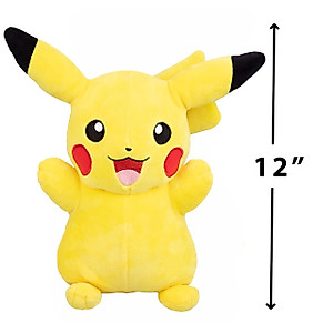 Pokemon 12" Large Pikachu Plush - Officially Licensed - Generation One Figure - Authentic Soft Stuffed Animal Toy - Valentine's Day & Easter Basket Stuffer Gift for Kids, Boys, Girls - 2+
