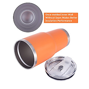 DYNAMIC SE 30oz Tumbler Double Wall Stainless Steel Vacuum Insulated Travel Mug with Splash-Proof Lid Metal Straw and Brush (Orange)