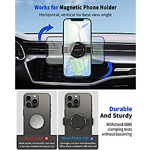 CHEEDAY Metal Phone Clamp for Magnetic Car Mount, [Clip & Remove at Anytime] Durable Metal Phone Clip for Most Magnet Phone Holder Compatible with iPhone 12 13 14 Pro Max, Samsung and More, Black