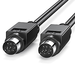 JUXINICE Mini-DIN 8-pin Male to Male Cable 6ft- Premium Copper Wire PLC Touch Screen Cable for JVC Subwoofer Replacement - Home Theater Audio (Black)