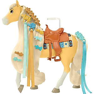 Mattel Spirit Untamed Miradero Festival Styling Chica Linda Horse (8-in) with Long Mane and Tail & Hair Play Accessories, Great Gift for Ages 3 Years Old & Up
