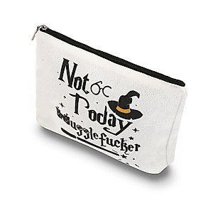 JYSILIYH Book Lover Makeup Bag Cosmetic Bag Girl Zipper Purse Travel Bag Wizard Hat Reading Lovers Gifts for Girl Women Birthday Anniversary Memorial Day Canvas Bag (Not Today)