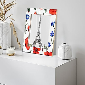 JXDXHCW 5x7 Picture Frame Red Poppy Blue Flower Home Gallery Wall Tabletop Decor with Stand Hanging Hook for Photos Certificate Poster Collage Display-Floral Pattern Frame