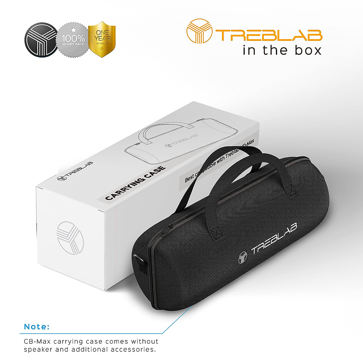 TREBLAB CB-Max - Original Carrying Case HD-Max Wireless Bluetooth Speaker - Сompatible with Any Portable Speaker 5.5 x 12.6 x 5.3 in or Less