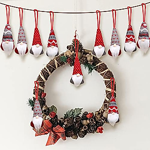 Christmas Gnomes Hanging Ornaments Set of 8, Swedish Gnome Handmade Plush Santa Elves Christmas Tree Hanging Decorations Holiday Xmas Decorations